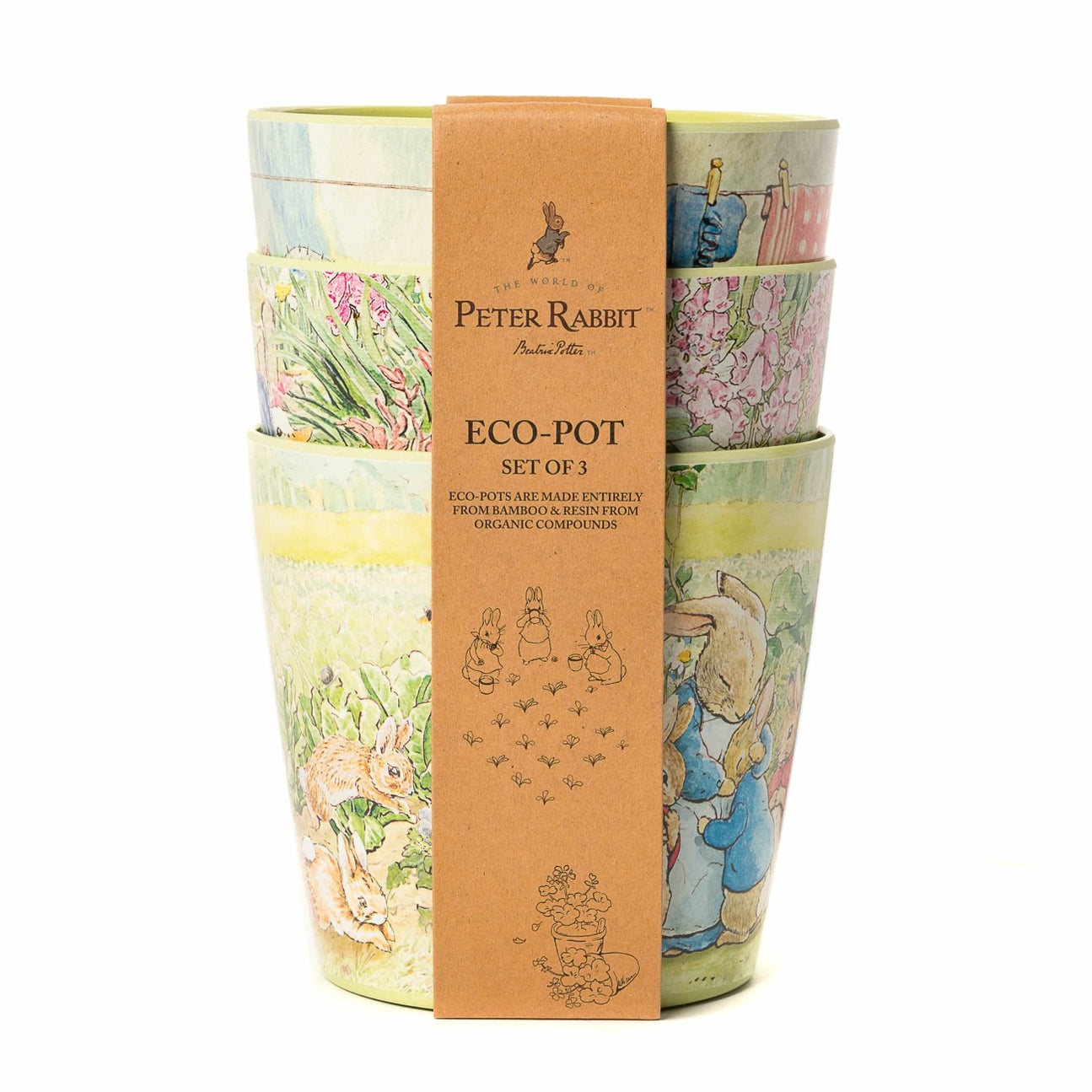 Beatrix Potter Peter Rabbit Set of 3 Eco Pots — Gardening Gifts Co.